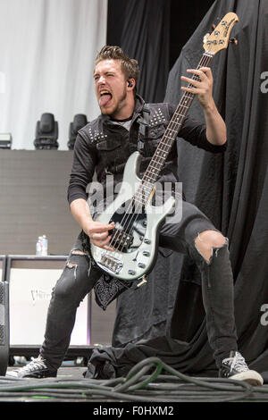 Jamie Mathias of Bullet for My Valentine performs during Sonic Temple ...