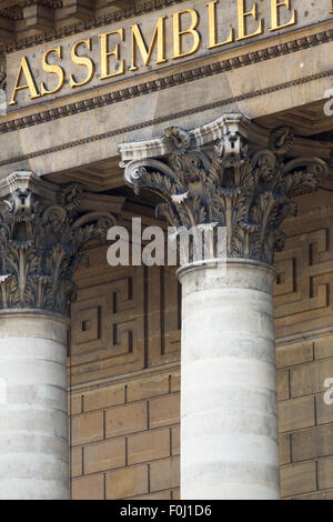 Detail of the facade of the French National Assembly building, also ...