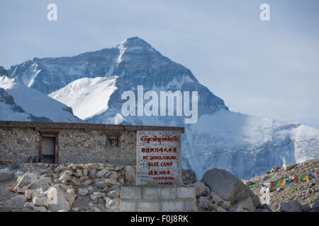 Mount Everest Elevation Sign with Height at Base Camp in Tibet Stock ...