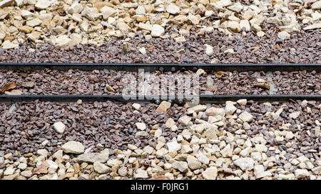 Small narrow gauge railway rail track going round a bend Stock Photo ...