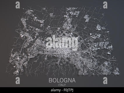 Black and white urban map of bologna Stock Photo - Alamy