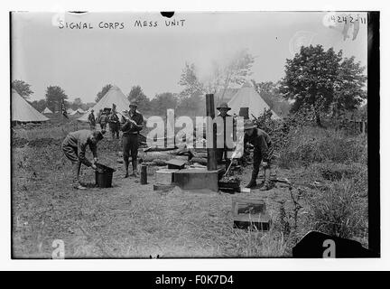 This photograph shows a military mess tent, used for feeding soldiers ...