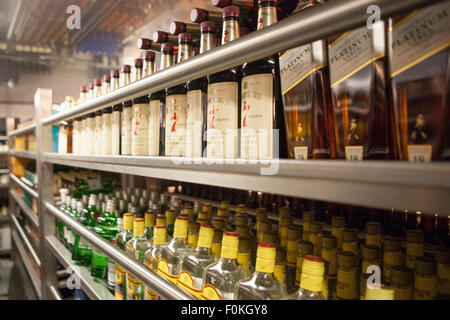 Bottles of alcohol Storage and preparation store rooms on a modern ...