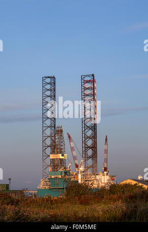 The Rowan Stavanger is a jack-up oil rig which is berthed at Prince ...