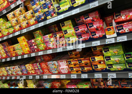 Variety of tea in a supermarket shelf, Pukka tea Stock Photo - Alamy