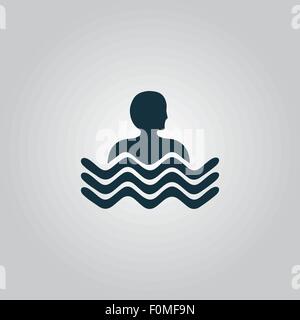 Swimming pool map marker icon. Red map pin location symbol with blue ...