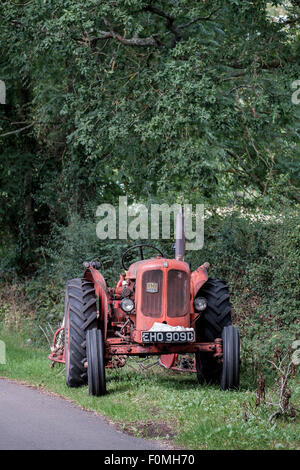 A vintage red BMC Nuffield /42 Tractor parked in a lane in the New ...