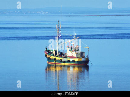 Old fishing boat anchored near Tadousac - Canada Stock Photo - Alamy