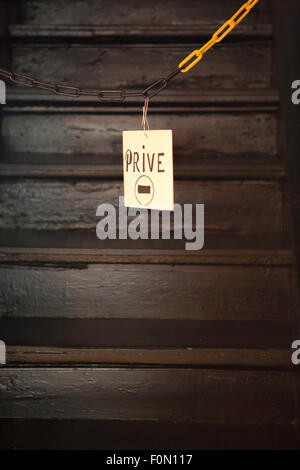 No entry sign on chain Stock Photo - Alamy