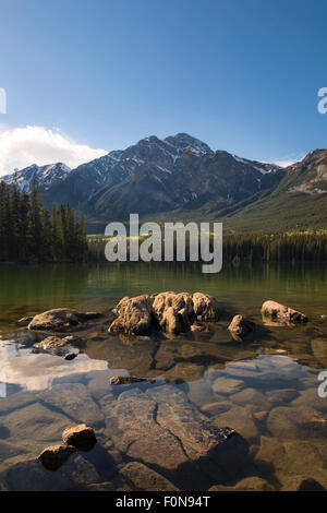 Pyramid Lake Beach. Jasper National Park landscape. Canadian Rockies ...