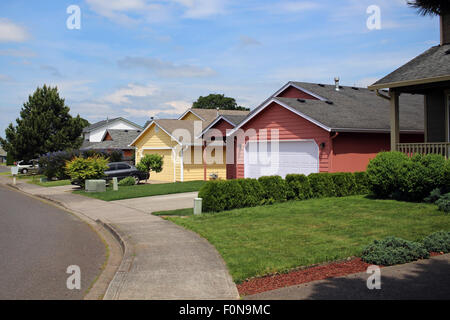 generic family home in suburban area with blue sky Stock Photo - Alamy