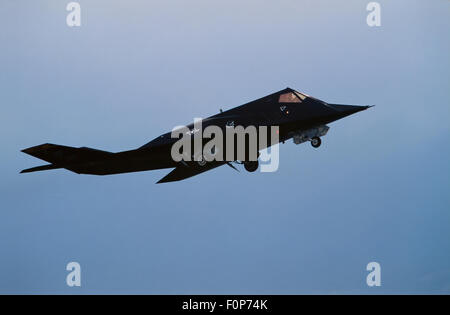 US Air Force Lockheed F-117 Nighthawk stealth bomber jet in a hangar at ...