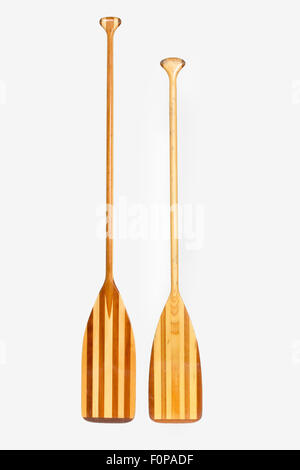 blades and grips of wooden canoe paddles, a variety of styles and ...