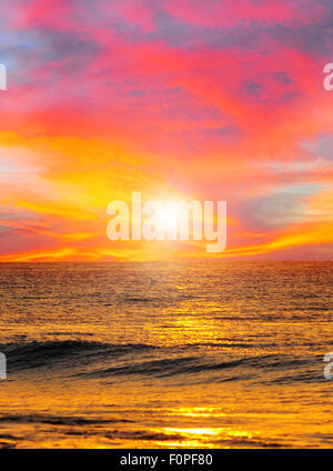 Panama landscape with beautiful sunset with colorful sky and greenery ...