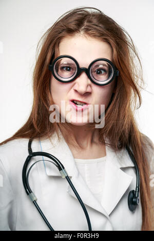 Portrait of funny doctor, therapeutic or medical advisor at work. Funny ...