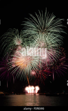 Fireworks on Mountbatten Breakwater in Plymouth Devon, part of the ...