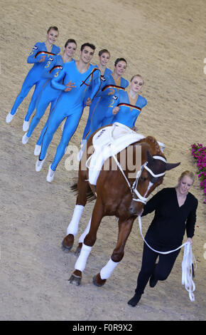 Aachen, Germany. 20th Aug, 2015. Ludger Beerbaum of Germany gestures on ...