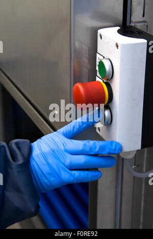 Clearance - Hand pressing a button on blurred background concept ...