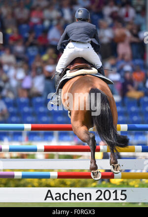Aachen, Germany. 20th Aug, 2015. Ludger Beerbaum of Germany gestures on ...