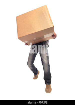 Man stumbling while carrying box Stock Photo - Alamy