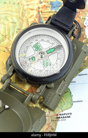 A magnetic compass on a map of Africa Stock Photo - Alamy