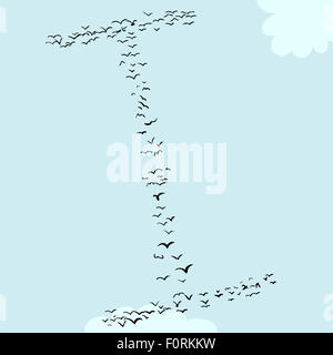 Illustration of a flock of birds in the shape of the letter g Stock ...