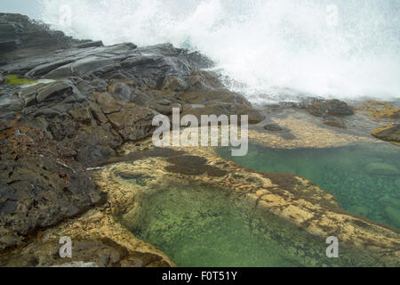 Gran Canaria, Banaderos area, calm rock pools, ocean at low tide Stock ...