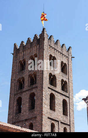 Bell tower of the Romanesque monastery of Santa Maria de Ripoll 12th ...