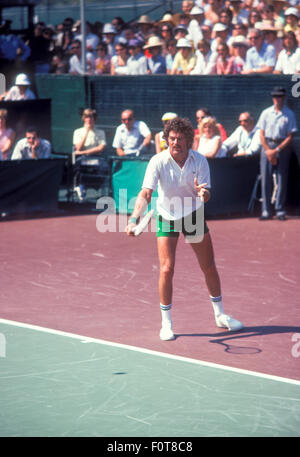 Tom Gorman in action at tennis tournament in September 1974 Stock Photo ...