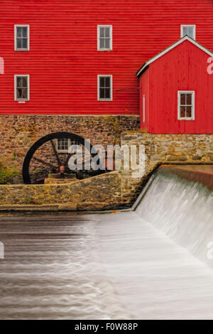 Historic landmark of the Red Mill at Clinton, New Jersey during a ...