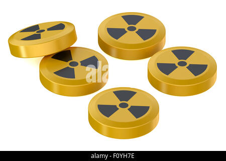 Pill capsules with radiation symbol. 3D rendering isolated on white ...