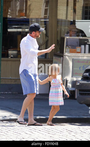 Adam Dell out and about in the West Village with daughter Krishna ...