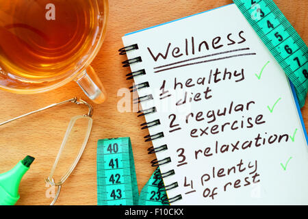 Health concept. Diet plan on wooden background Stock Photo - Alamy