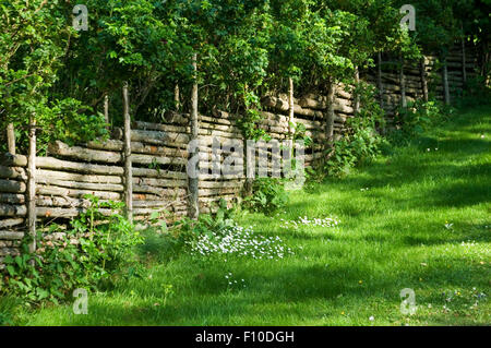 traditional roundpole swedish fence fences fencing sweden countryside ...