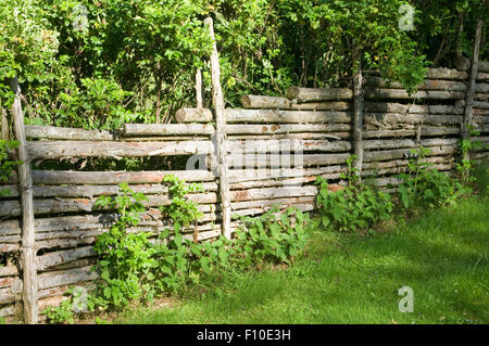 traditional roundpole swedish fence fences fencing sweden countryside ...