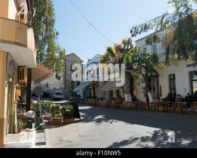 Traditional Cretan Kafenion in the village centre, Kalo Chorio, Gulf of ...