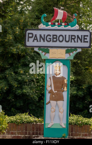 Pangbourne village sign, Pangbourne, Berkshire, England. United Kingdom ...
