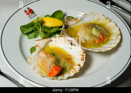 Devon scallops, garlic and white wine served on the First Great Western ...