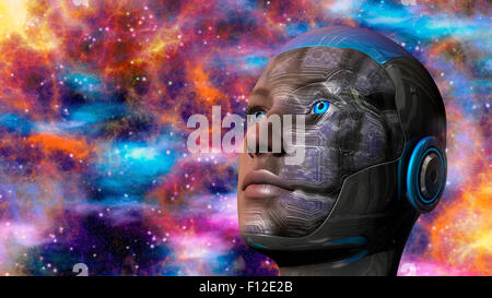 Cyborg woman with deep space background Stock Photo - Alamy
