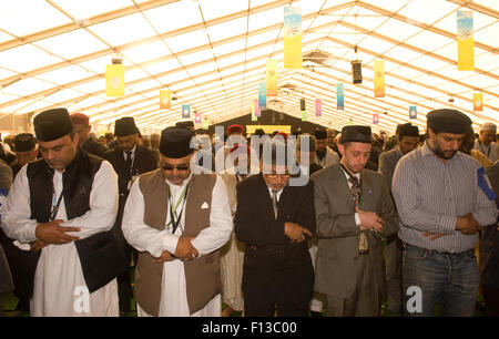 Muslims at prayer during Jalsa Salana in Alton, Hampshire, UK. An ...