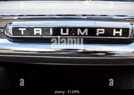 Triumph badge on a Triumph Stag at a Meeting of the Standard Motor ...