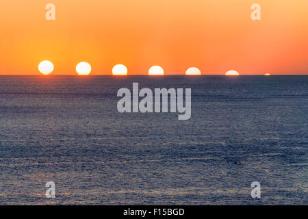 Sunset sequence over water. Mediterranean Sea Stock Photo - Alamy