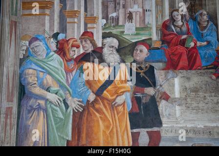 A detail of the fresco of Filippino Lippi in the Carafa Chapel in the ...