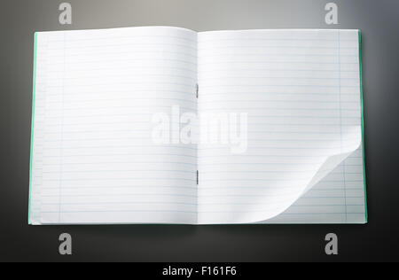 Opened blank notebook with folded left corner Stock Photo - Alamy