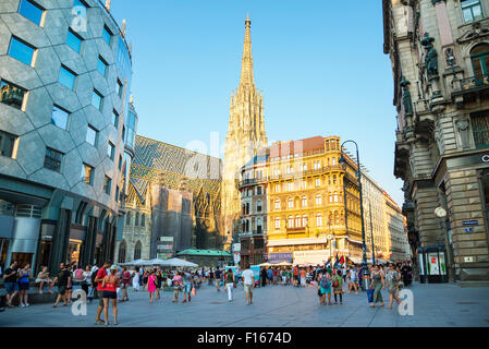 St Stephen's square (Stephansplatz), Vienna, Austria. View of the Stock ...