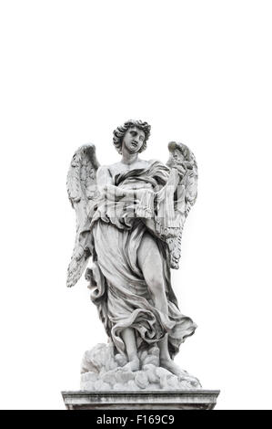 Statue of an angel on the background Castle Sant'Angelo and flag of ...