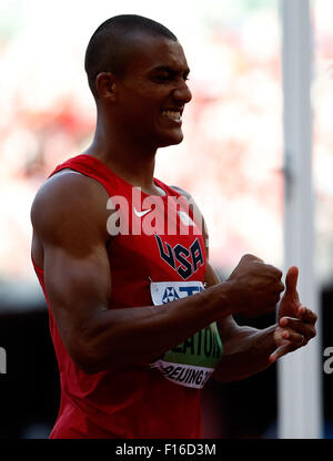 United States' Ashton Eaton reacts after winning the gold medal in the ...