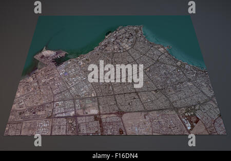 Satellite view of Kuwait city, Kuwait. Streets and buildings, map, city ...