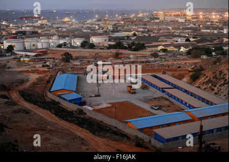 ANGOLA Luanda, harbour and anchorage, in front oil tanks of Sonangol ...