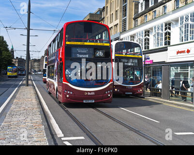 double decker lothian buses bus on the royal mile old town edinburgh ...